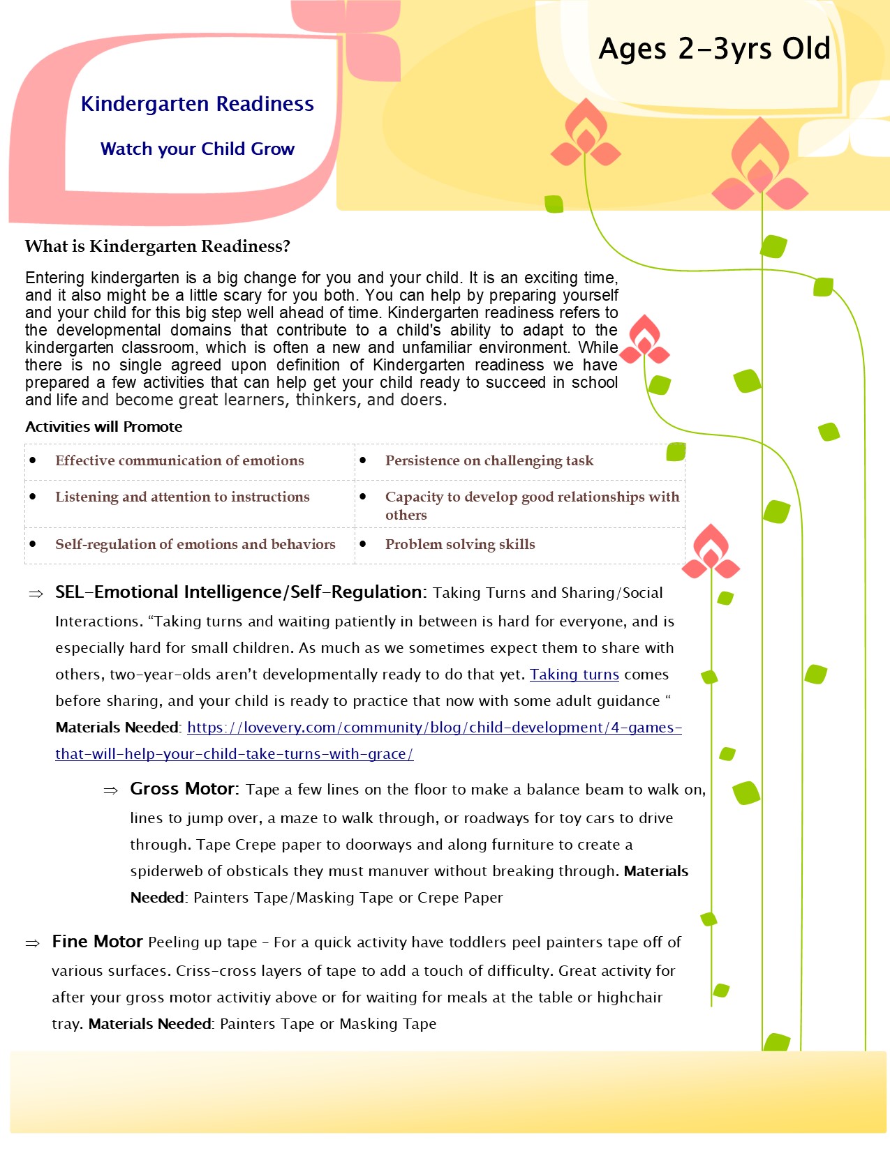 Kindergarten Readiness: Two – Three Years Old – Fun Van supported by ...