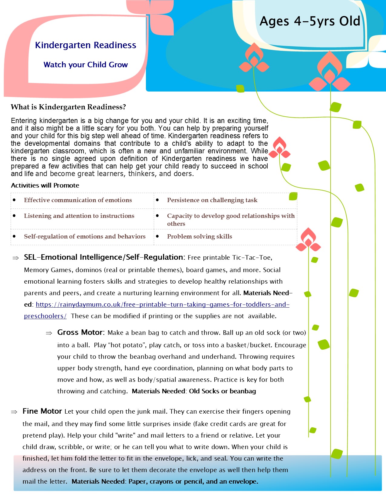 Kindergarten Readiness: Four – Five Years Old – Fun Van supported by ...